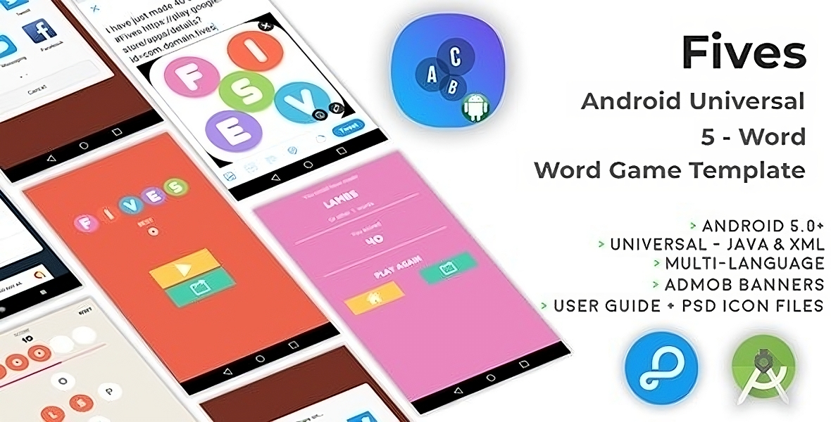 Fives Android Universal Word Game Template Cubycode Ios And Android App Development