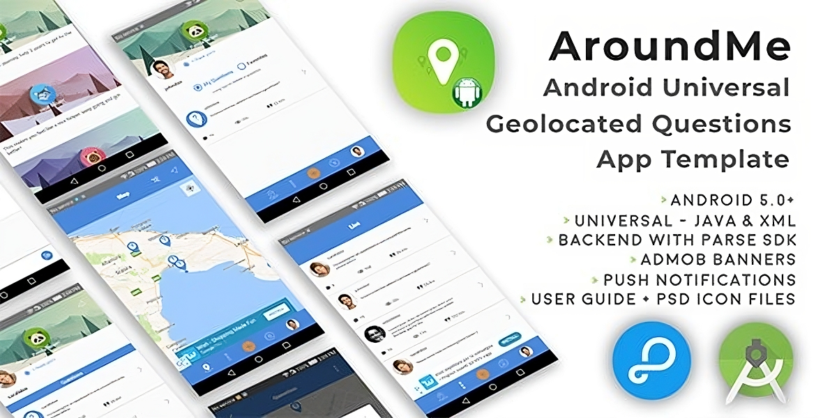 Aroundme Android Universal Geolocation Questions App Template Cubycode Ios And Android App 0012