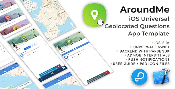 Aroundme Ios Universal Geolocated Questions App Template Swift Cubycode Ios And Android