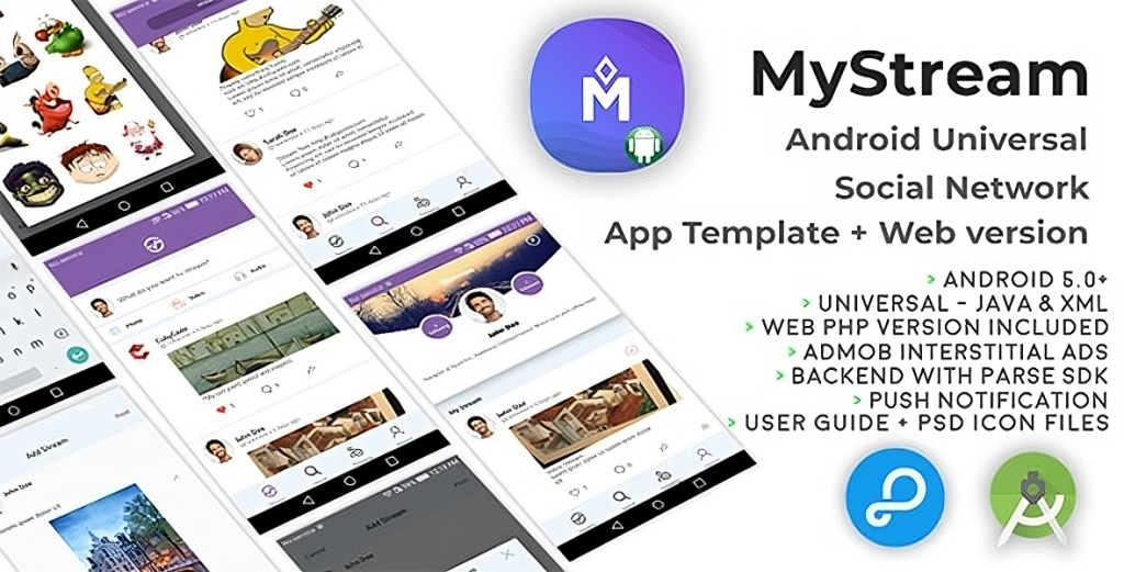 Mystream Android Universal Social Network App Template Web Php Version Cubycode Ios And