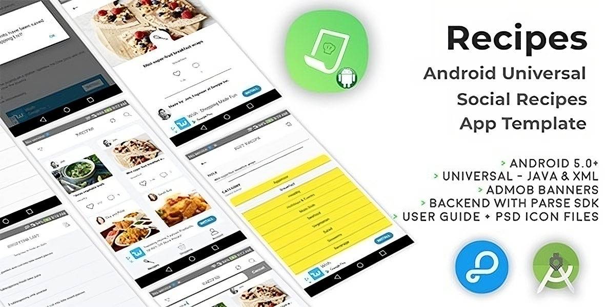 Recipes Android Universal Social Recipes App Template Cubycode Ios And Android App Development