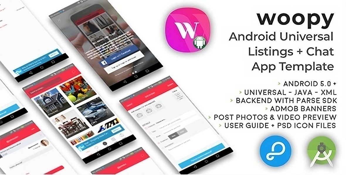 Woopy Android Universal Listings Chat App Template Cubycode Ios And Android App 9607